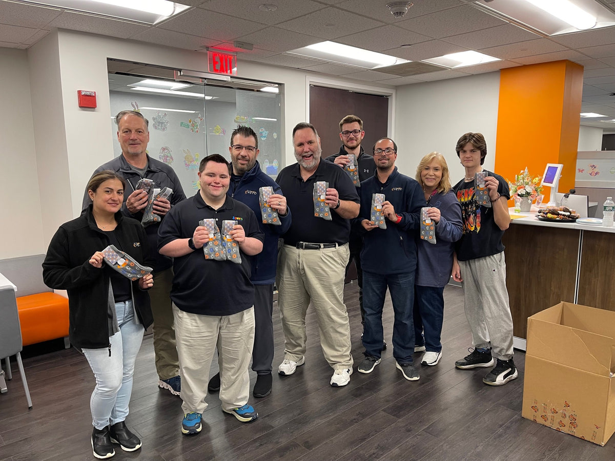 John Makes a Personal Delivery of Custom Socks to the eVero Corporatio ...