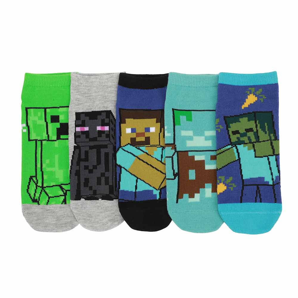 Minecraft Character 5 Pair Ankle Socks - Johns Crazy Socks