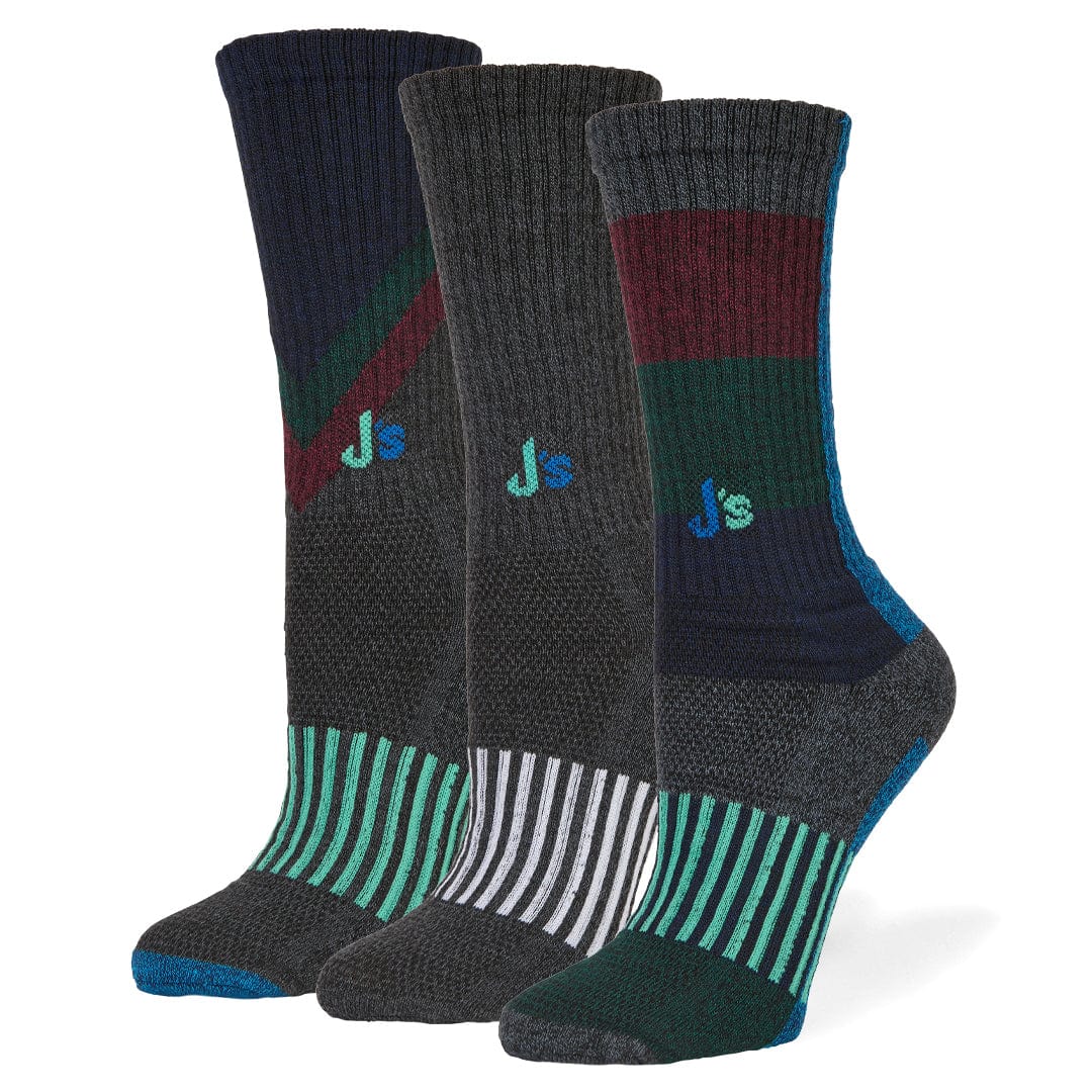 J's Athletic Crew 3 Pack - Black/Grey - Black/Grey / Large - Johns ...