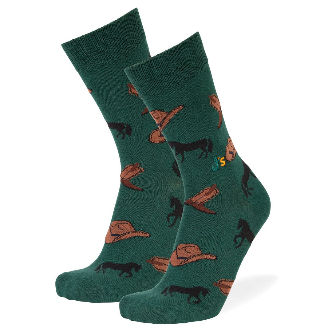 Cowboy Crew Socks - Green / Large - Johns Crazy Socks