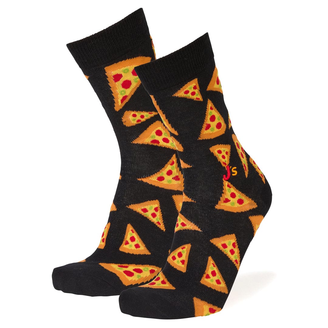 Pizza Crew Socks - Black / Large - Johns Crazy Socks