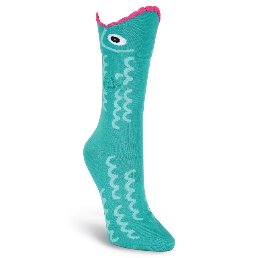 Wide Mouth Fish Socks -- Crew Socks for Women - Johns Crazy Socks