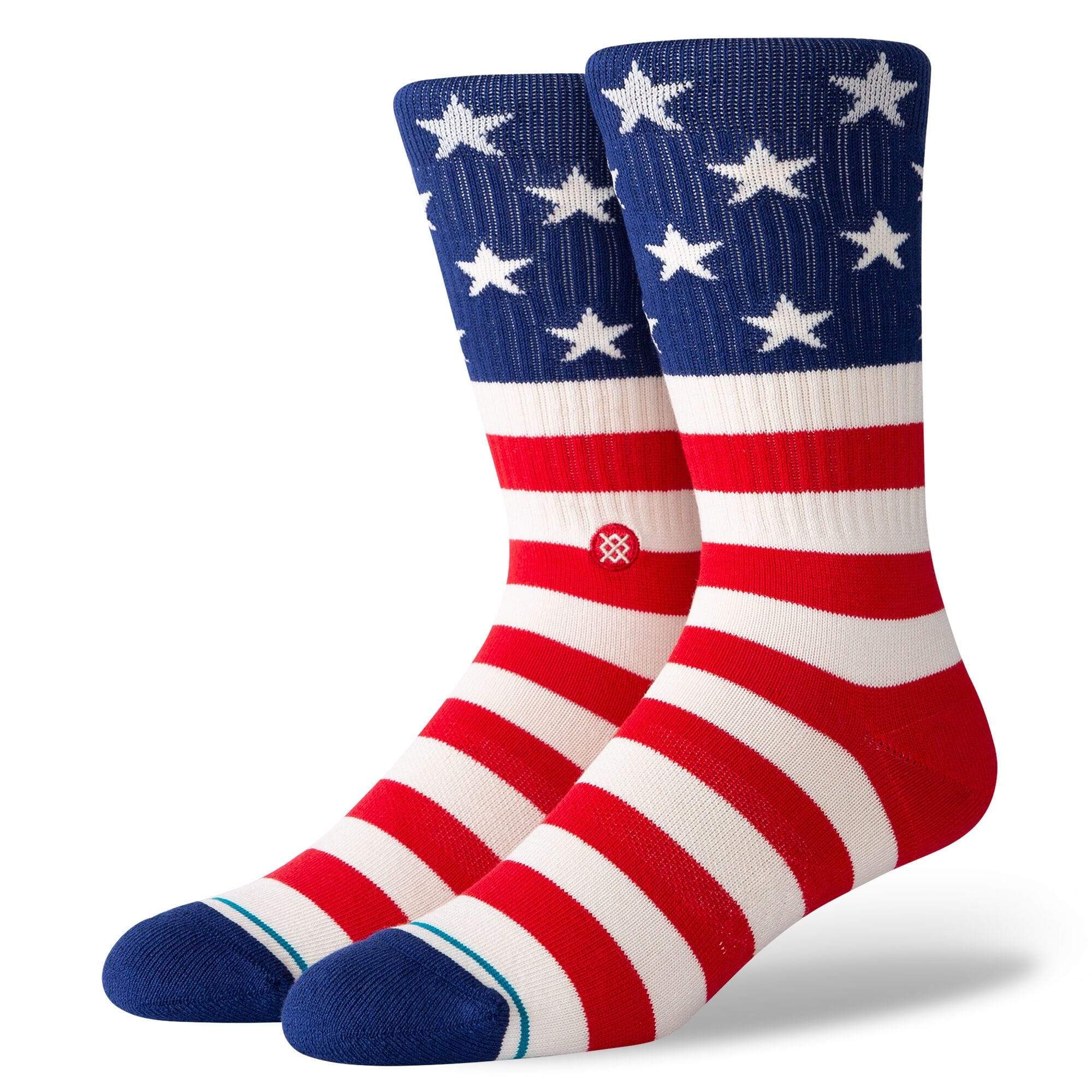 The Fourth St Men's Crew Sock - Red / White / Blue - Johns Crazy Socks