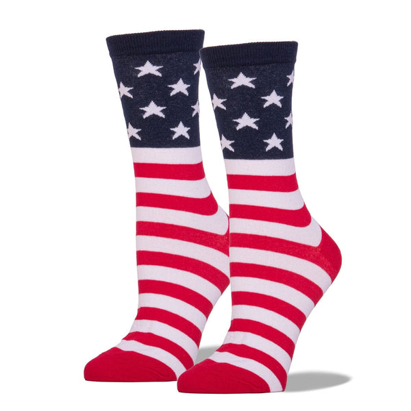 American Flag Sock Crew Socks for Women - Johns Crazy Socks