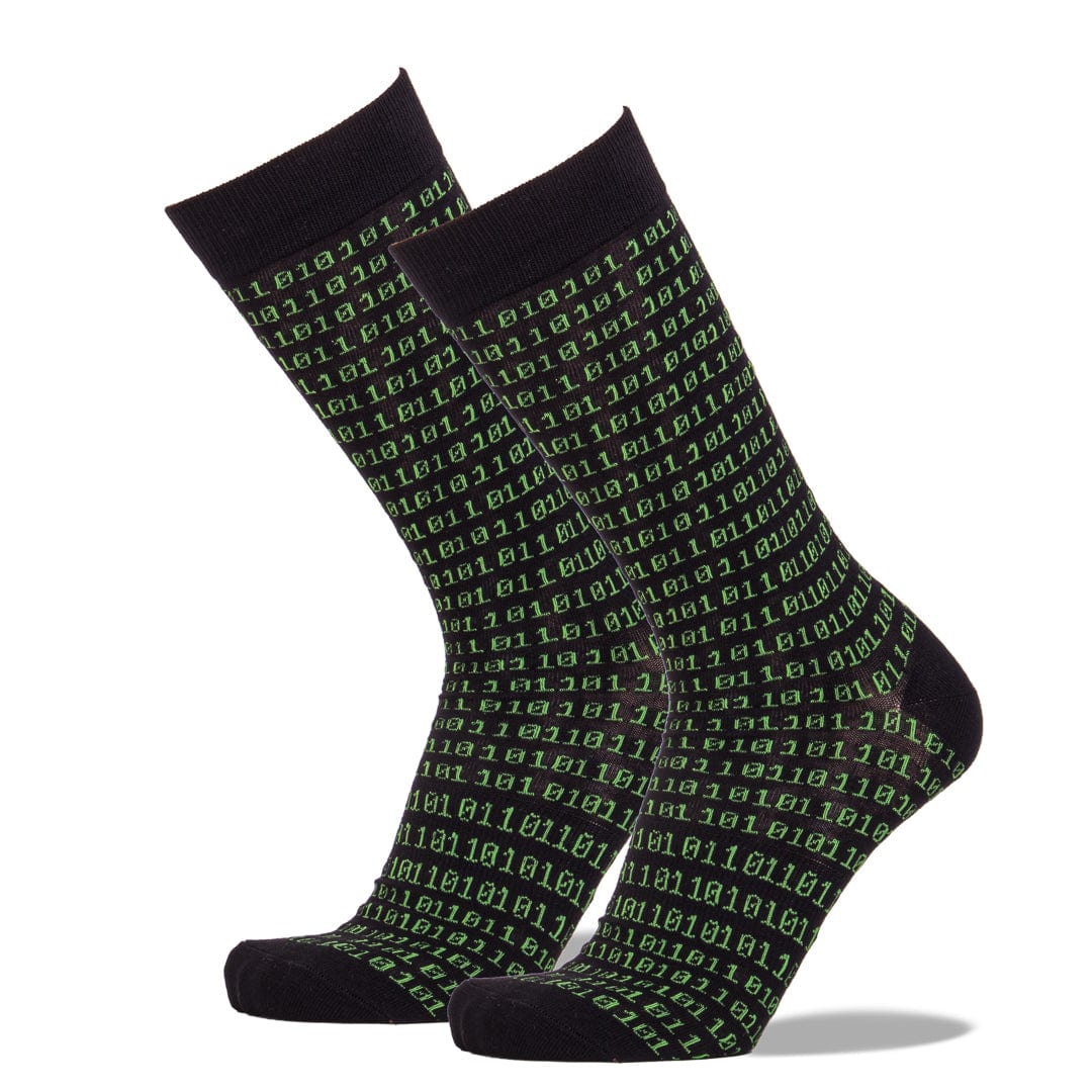 Binary Tech Men’s Crew Sock - Black - John's Crazy Socks