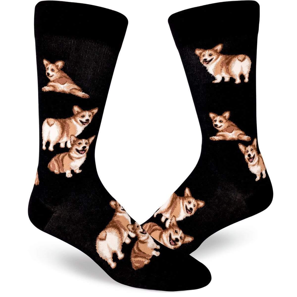 Corgi Butt Socks - Crew Socks for Men - black - Johns Crazy Socks