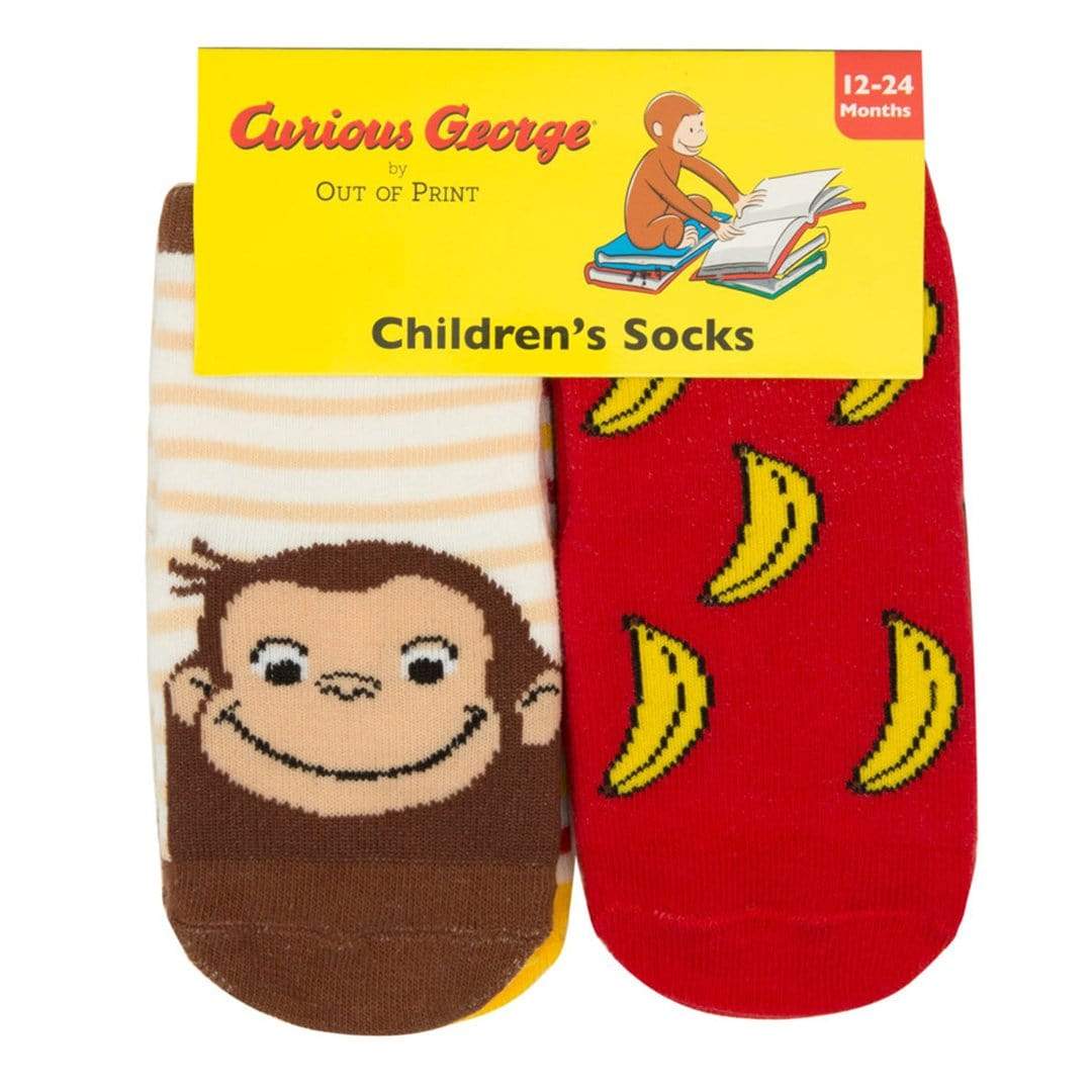 Curious George 4 Pack Socks - Brown / Red / 0-12Months - Johns Crazy Socks