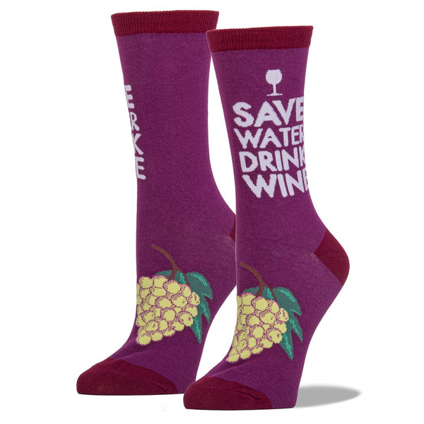 Drink Wine Socks -- Crew Socks for Women - Johns Crazy Socks