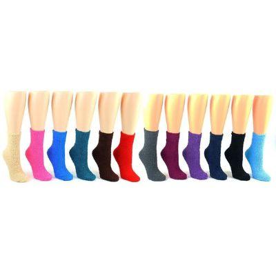 Solid Color Fuzzy Socks - Crew Socks for Women - Johns Crazy Socks