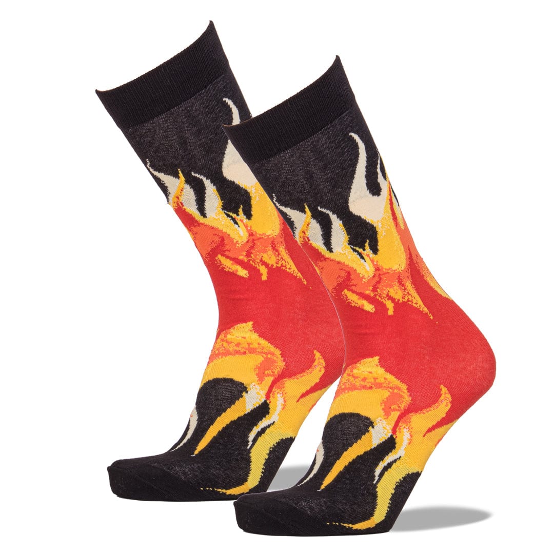 Fire Flames Men's Crew Socks - Johns Crazy Socks