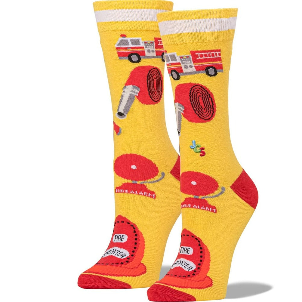 Firefighter Tribute Socks - Yellow / Women's - Johns Crazy Socks