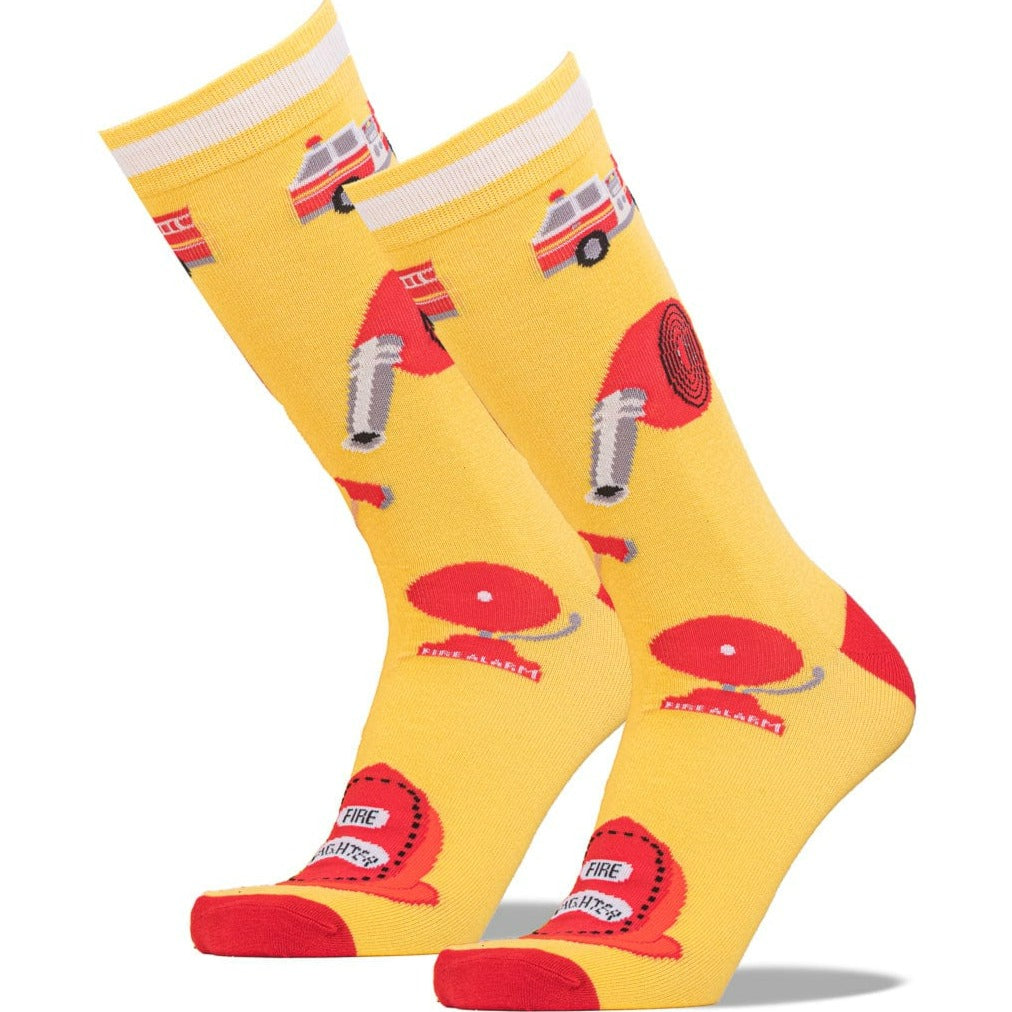 Firefighter Tribute Socks - Yellow / Women's - Johns Crazy Socks