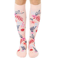 Floral Compression Socks - Pink - Johns Crazy Socks