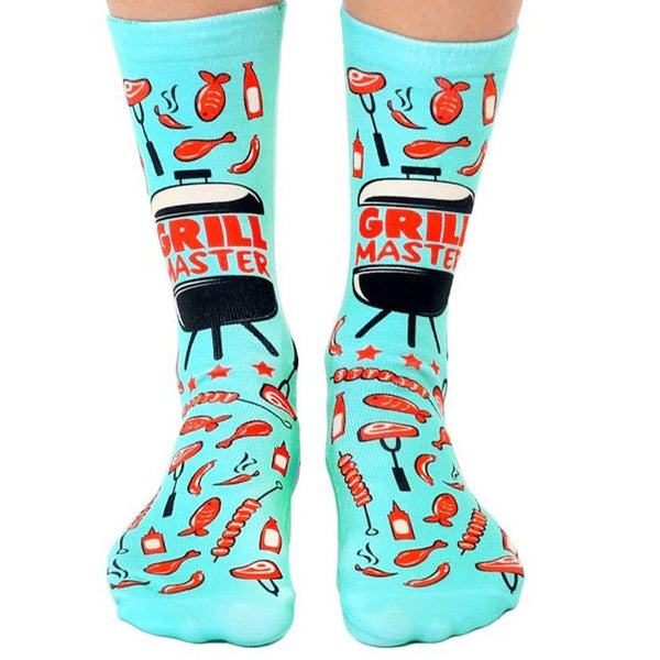 Grill Master Unisex Crew Socks - Aqua - Johns Crazy Socks