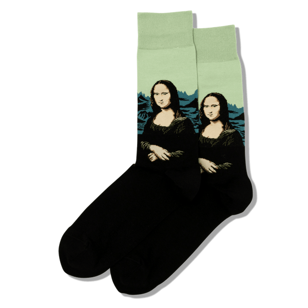 Mona Lisa Socks Men's Crew Sock - Johns Crazy Socks