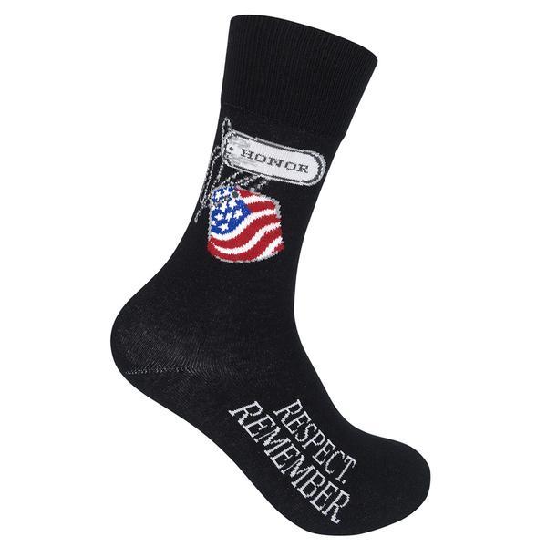 Honor Respect Remember Unisex Crew Socks - black - Johns Crazy Socks