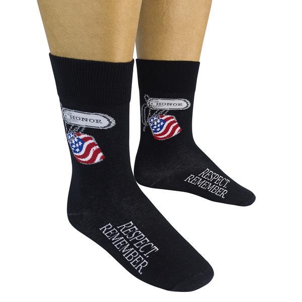 Honor Respect Remember Unisex Crew Socks - black - Johns Crazy Socks