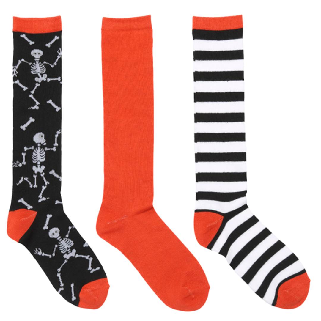 Halloween Skeletons Knee High Socks 3 Pack - John's Crazy Socks