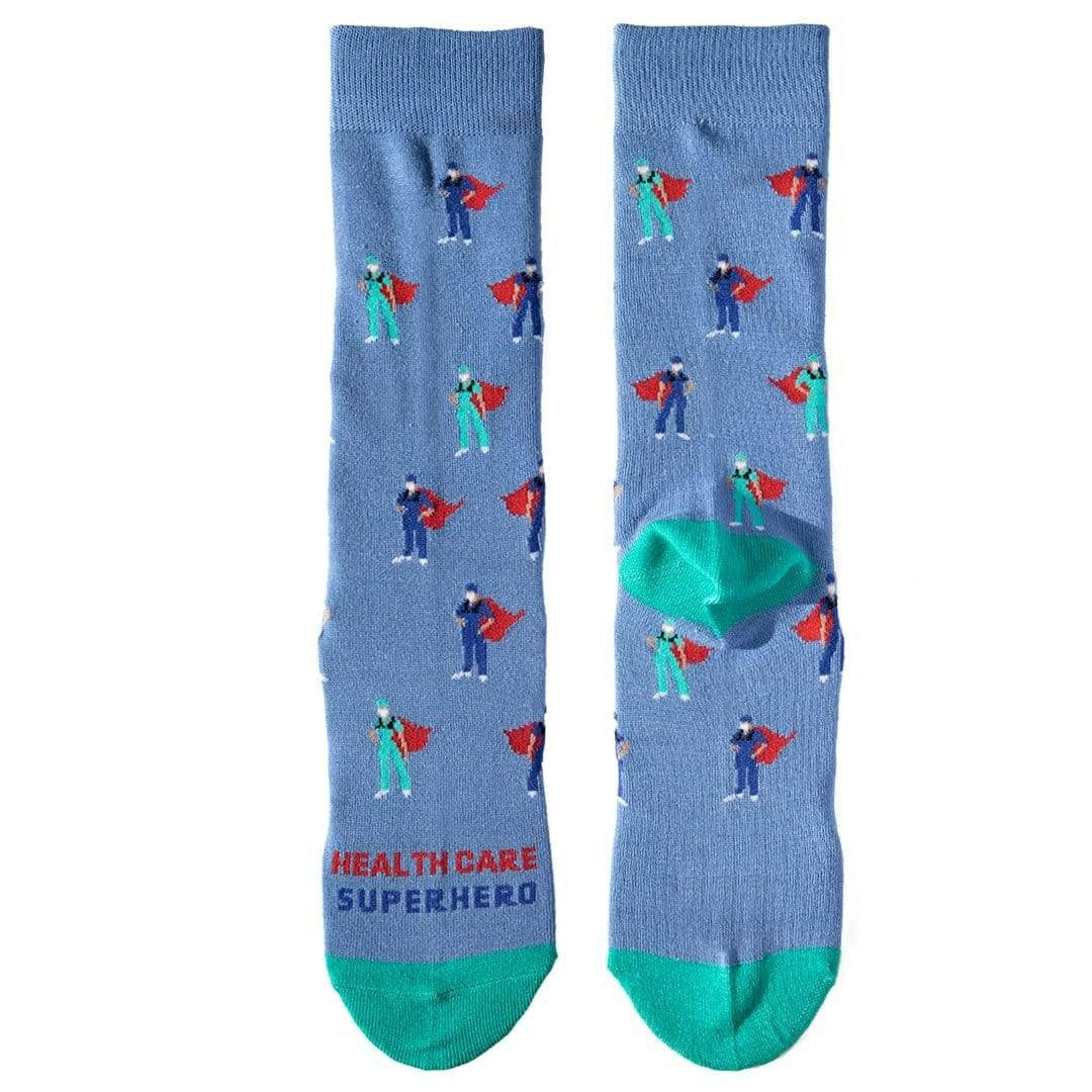 Healthcare Superhero Sock Crew Socks | Charity Sock - Blue / Women's ...
