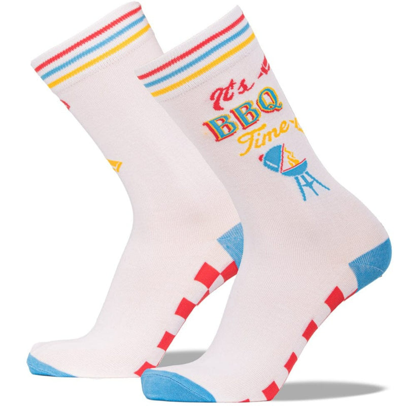 It’s BBQ Time Crew Sock - Men's / White - Johns Crazy Socks
