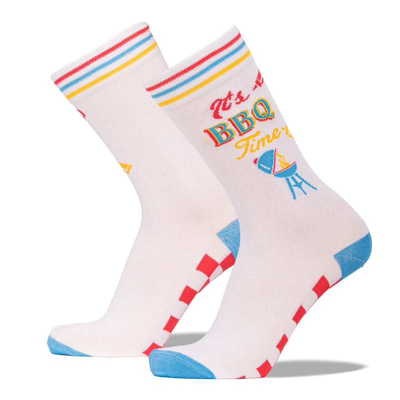 It’s BBQ Time Crew Sock - Men's / White - Johns Crazy Socks