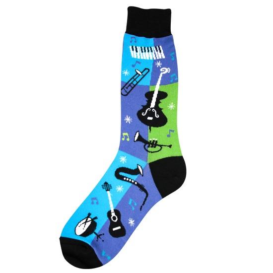 Jazz Socks - Crew Socks for Men - blue - Johns Crazy Socks