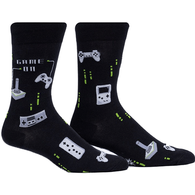 Game On Men's Crew Sock - Black - Johns Crazy Socks