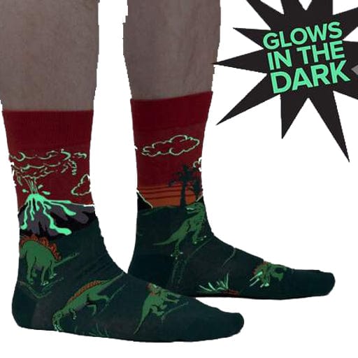 Dinosaur Days Men's Crew Sock - Red - Johns Crazy Socks