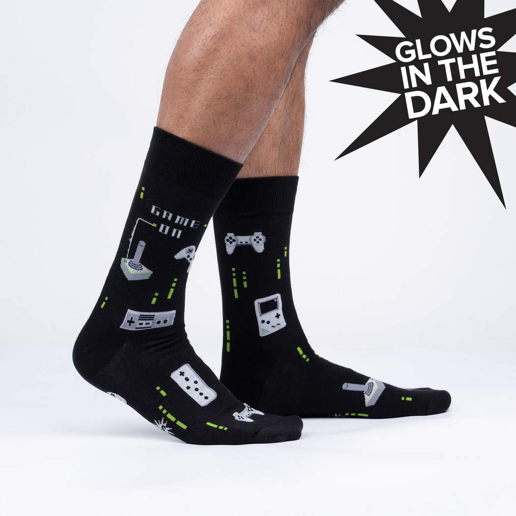 Game On Men's Crew Sock - Black - Johns Crazy Socks