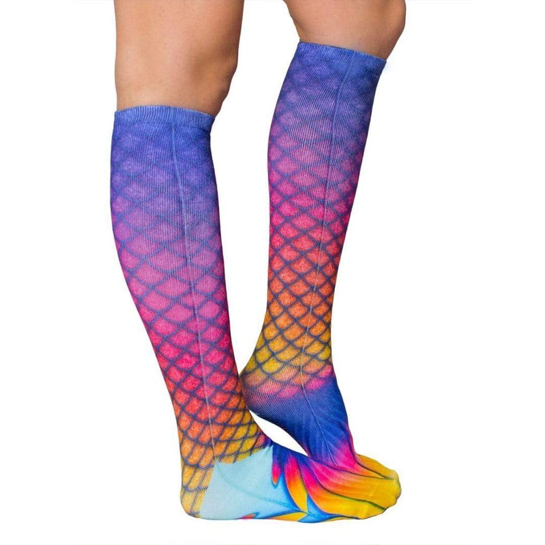 Mermaid Orange Socks Knee High Sock - Johns Crazy Socks