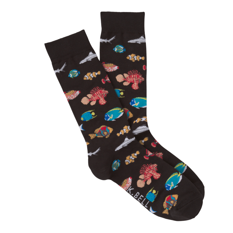 Exotic Fish Socks - Crew Socks for Men - Johns Crazy Socks