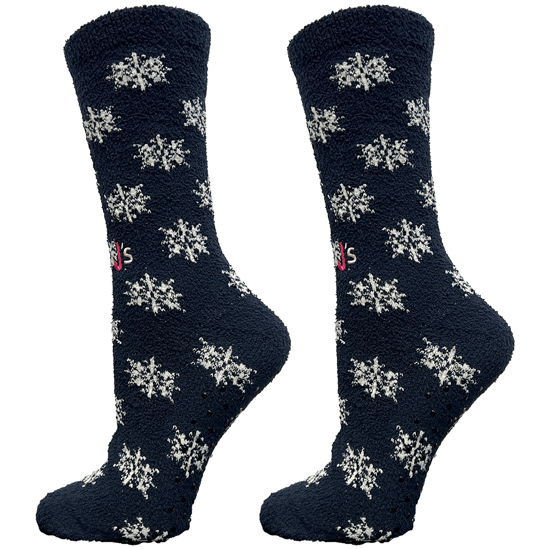 Doorbuster Snowflake Fuzzy Women's Crew Socks - Johns Crazy Socks