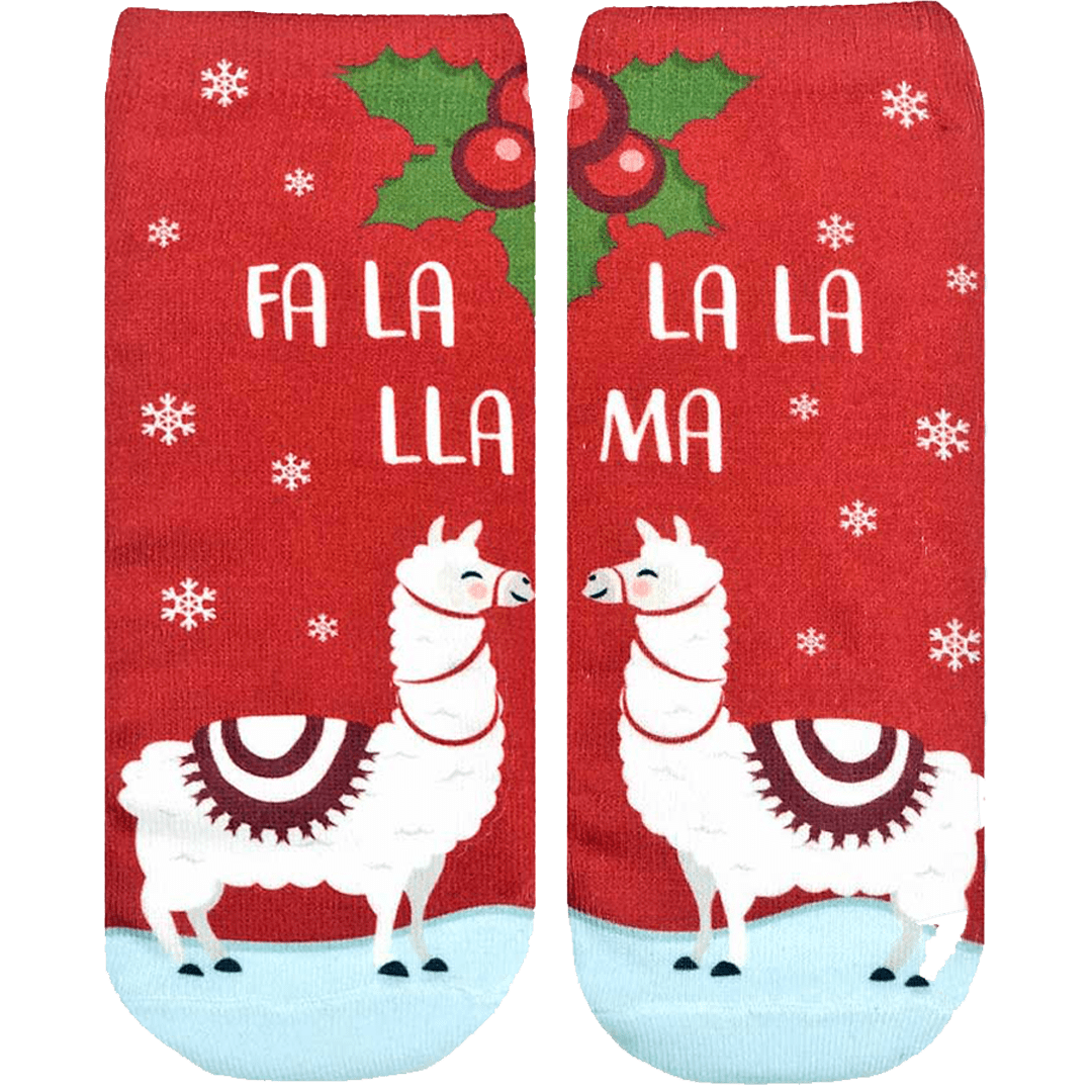 Mistletoe Llamas Ankle Socks - Johns Crazy Socks