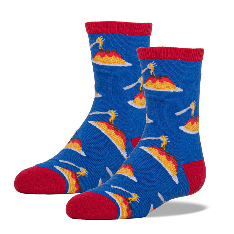 Please Pasta Noodles Kids Crew Sock - Blue / Children's 7-10 years old ...