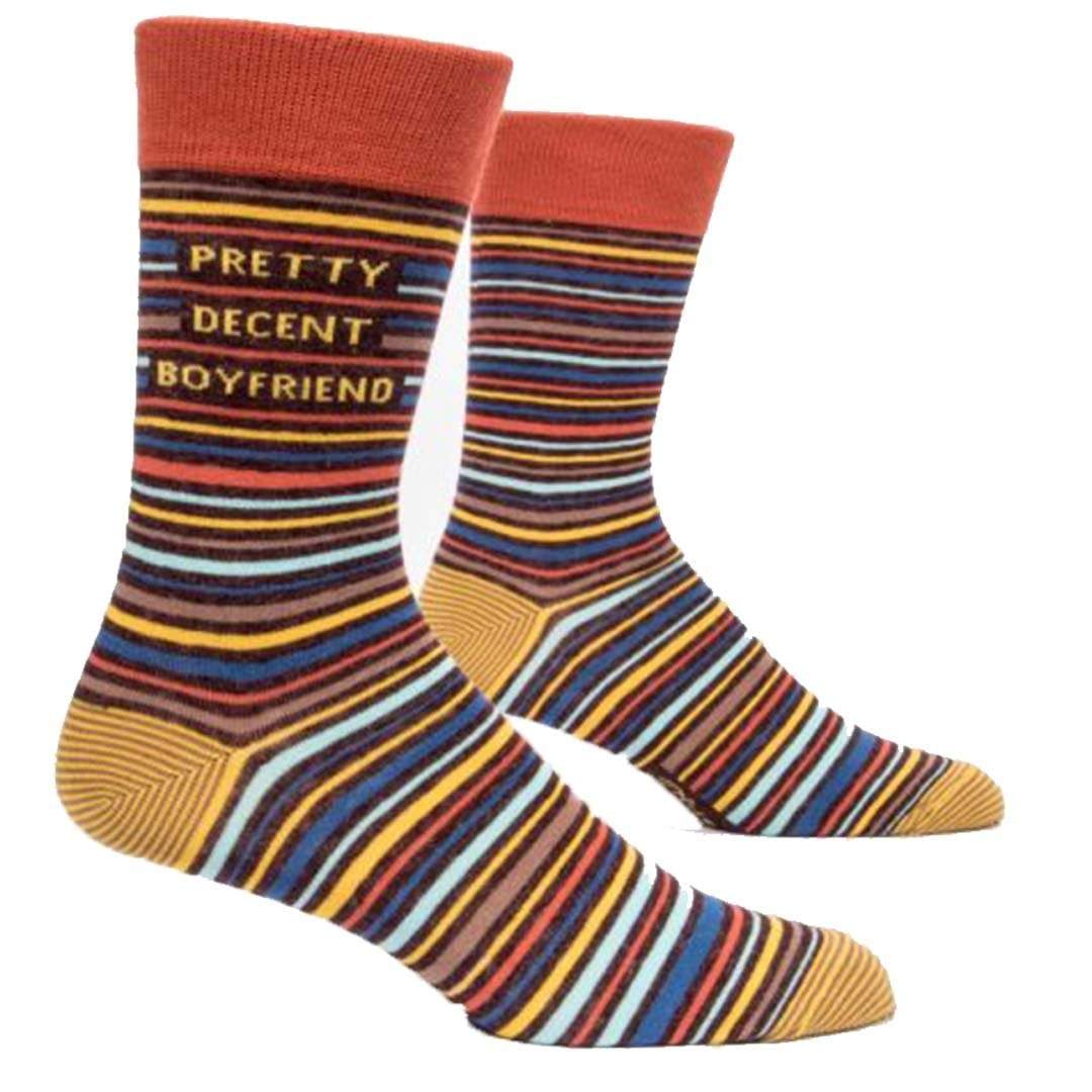 Pretty Decent Boyfriend Men's Crew Sock - Orange - Johns Crazy Socks