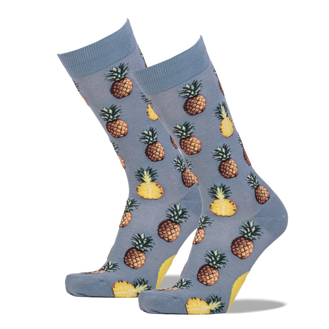 Pursuit of Pineapples – Crew Socks for Men - gray - Johns Crazy Socks