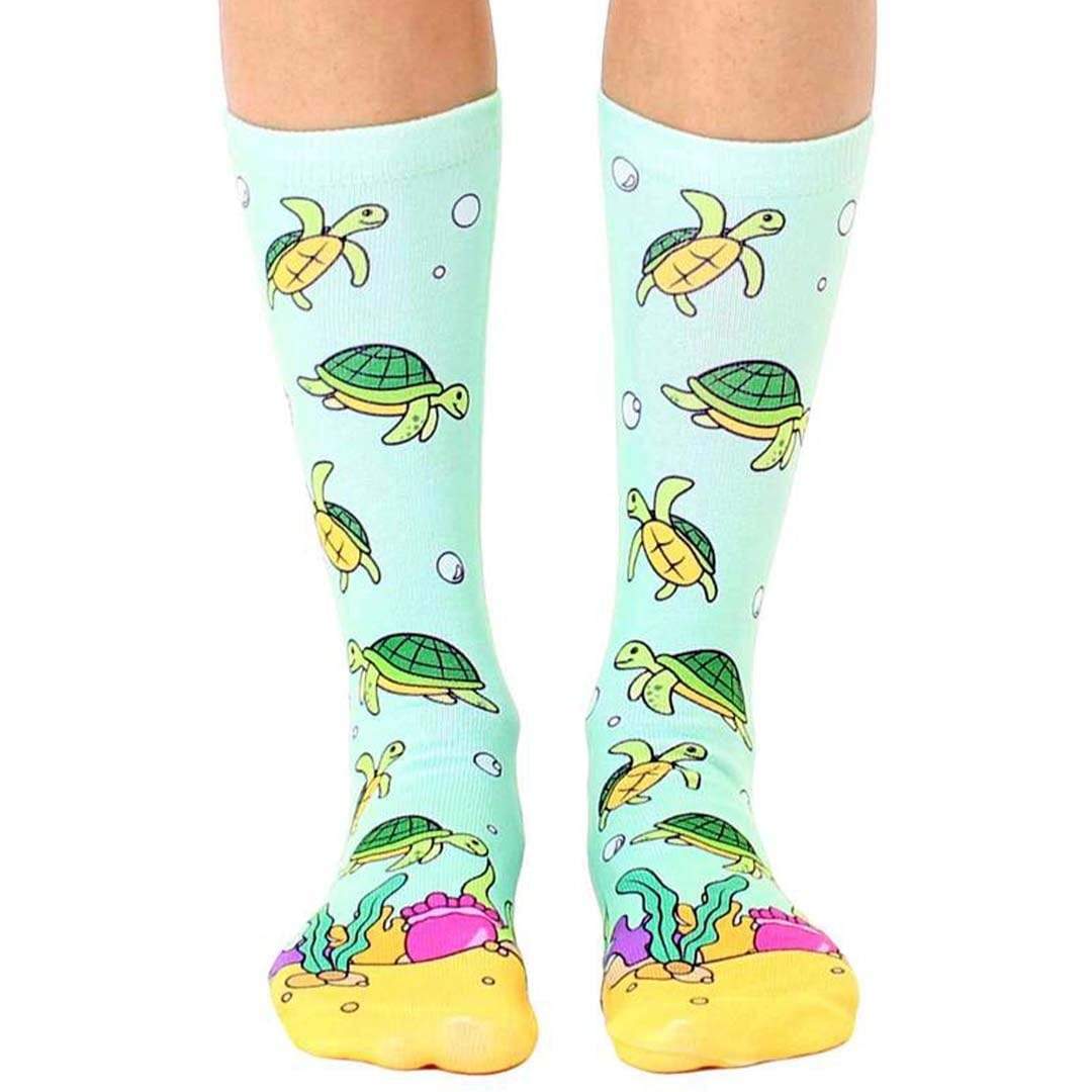 Sea Turtle Crew Sock - Green - Johns Crazy Socks