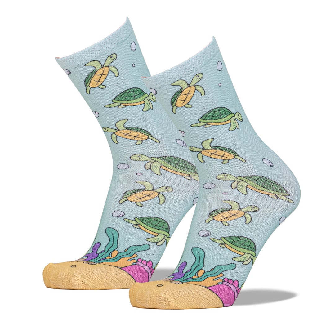 Sea Turtle Crew Sock - Green - Johns Crazy Socks