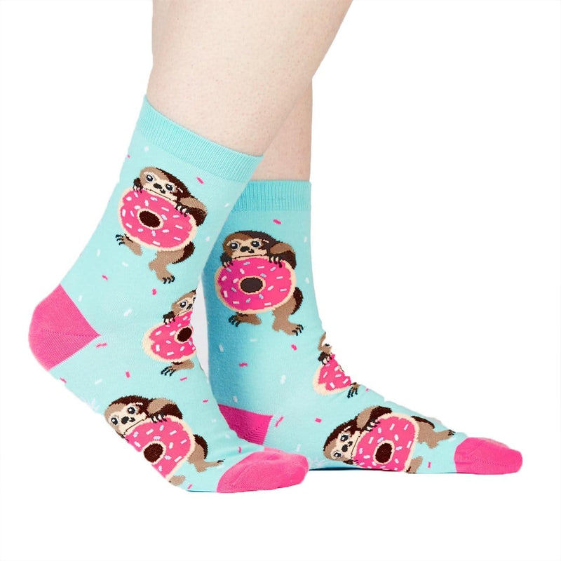 Snackin Sloth Socks - Crew Socks for Women - Johns Crazy Socks
