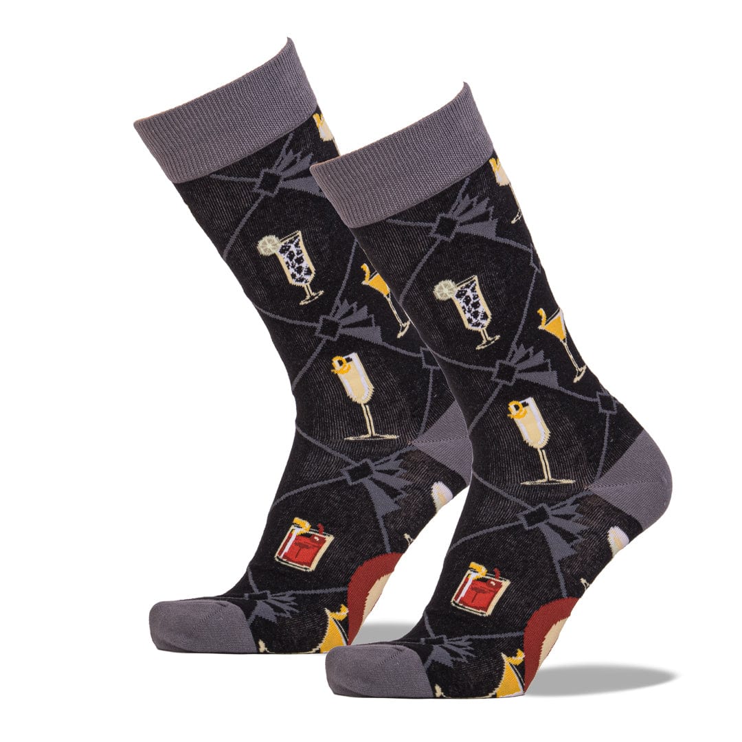 Speakeasy Cocktails Socks - Crew Socks for Men - black - Johns Crazy Socks