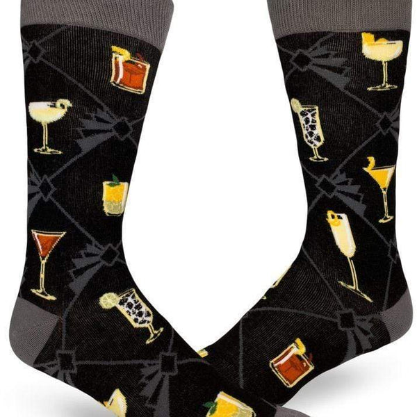 Speakeasy Cocktails Socks - Crew Socks for Men - Johns Crazy Socks