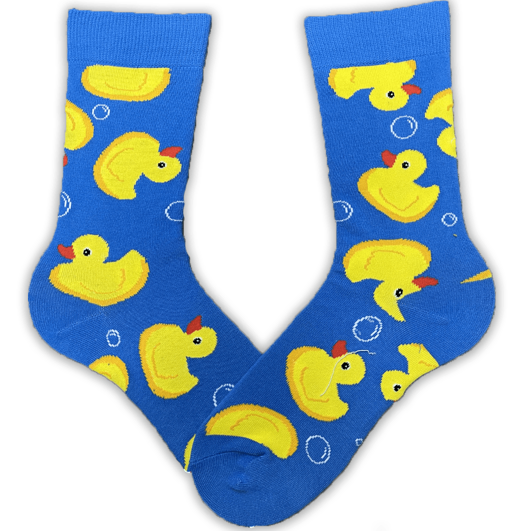Rubber Duckies Women's Crew Socks - Blue - Johns Crazy Socks
