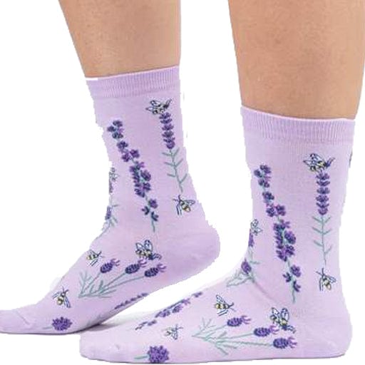 Bees and Lavender Women's Crew Socks - Lavender - Johns Crazy Socks