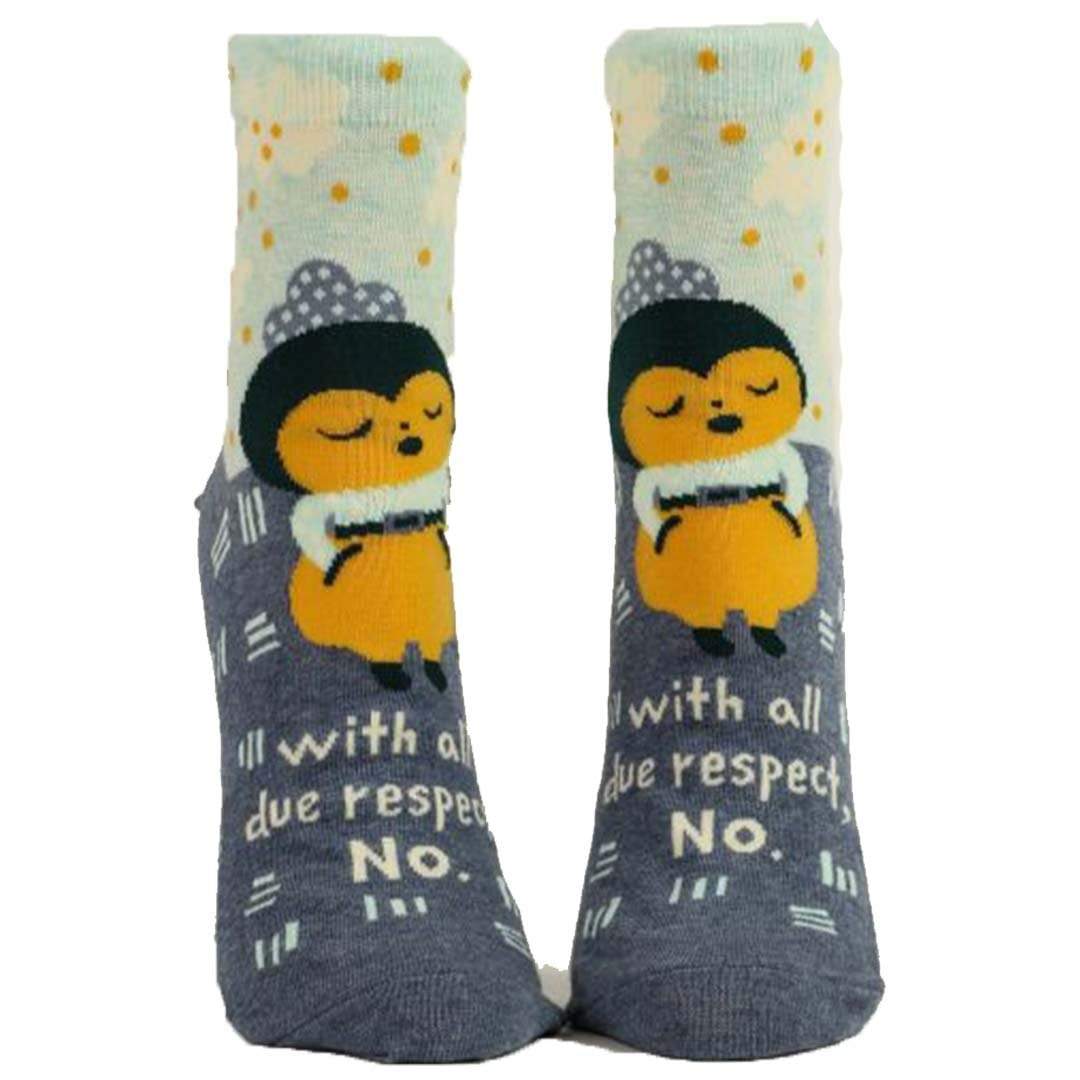 With All Due Respect No Women's Ankle Sock - Blue - Johns Crazy Socks