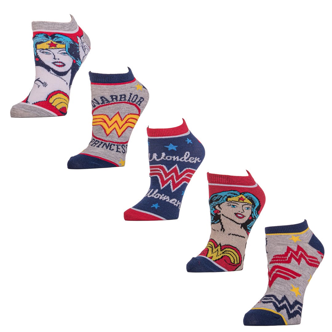 Wonder Woman 5 Pair Ankle Socks - Multi Pack - Johns Crazy Socks