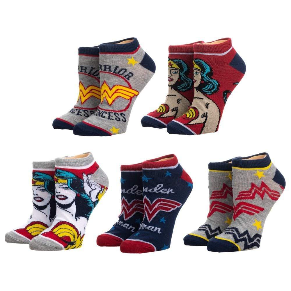 Wonder Woman 5 Pair Ankle Socks - Multi Pack - Johns Crazy Socks