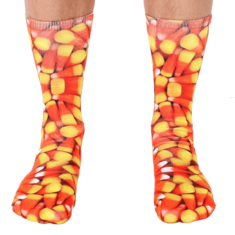 Candy Corn Unisex Crew Socks - Orange - Johns Crazy Socks