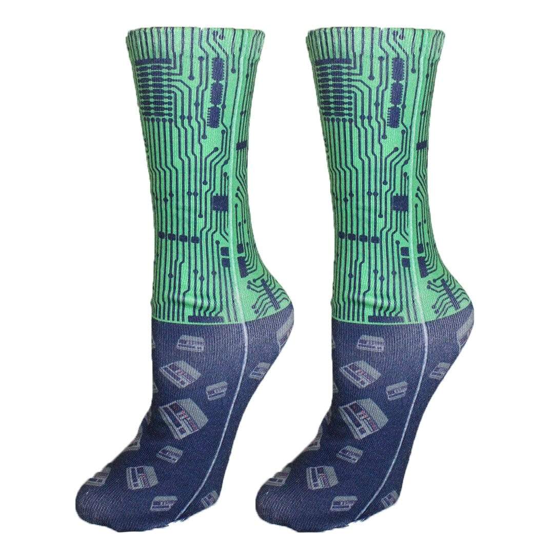 Computer Circuit Board Socks Unisex Crew Sock - Blue / Green - Johns ...