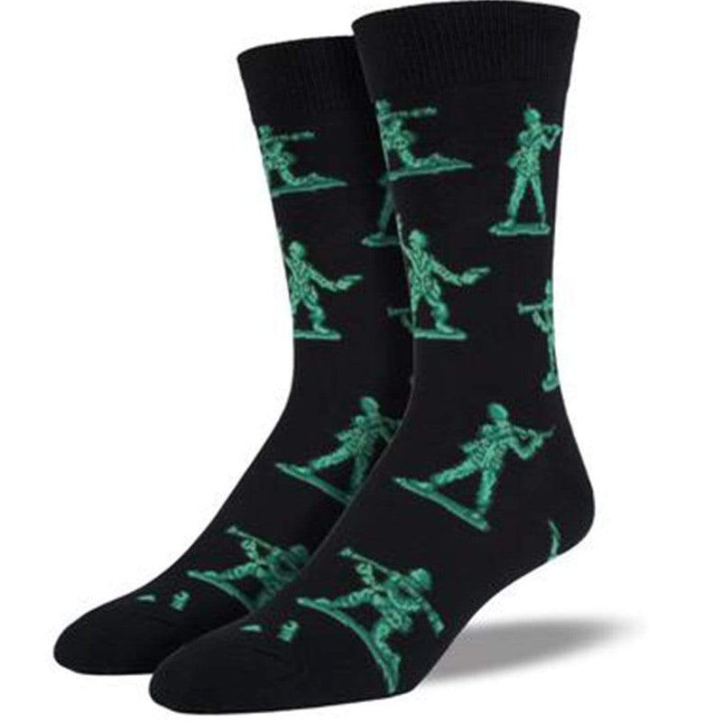 Army Men Men’s Crew Sock - Shoe Size 7-12 / Black - Johns Crazy Socks