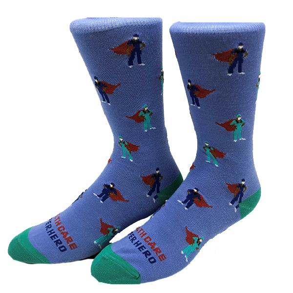 Healthcare Superhero Sock Crew Socks | Charity Sock - Blue / Women's ...